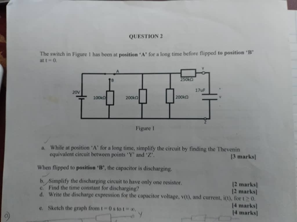 Solved QUESTION 2The switch in Figure 1 ﻿has been at | Chegg.com