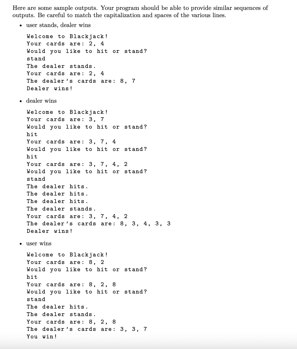 Solved Blackjack Blackjack is a card game where players draw | Chegg.com