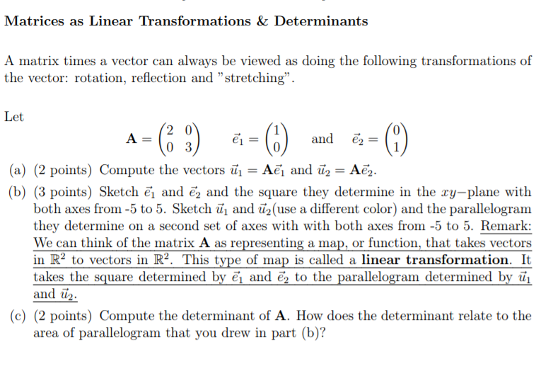 Solved as Linear Transformations & Determinant:s A matrix | Chegg.com
