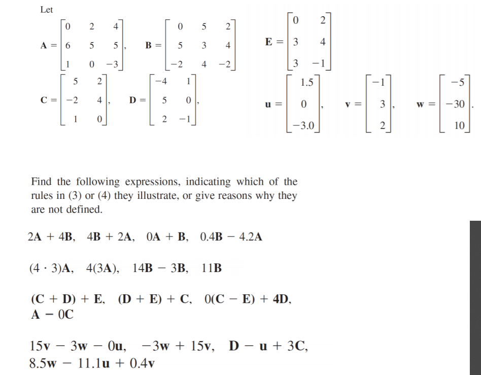 Solved 02 E = 3 ſo 247 To 5 27 A = 6 5 5, B = 5 3 4 10 -3 -2 | Chegg.com