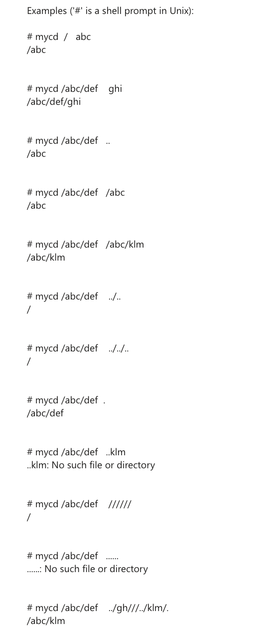 Solved Write a program simulating a "cd" Unix command that | Chegg.com