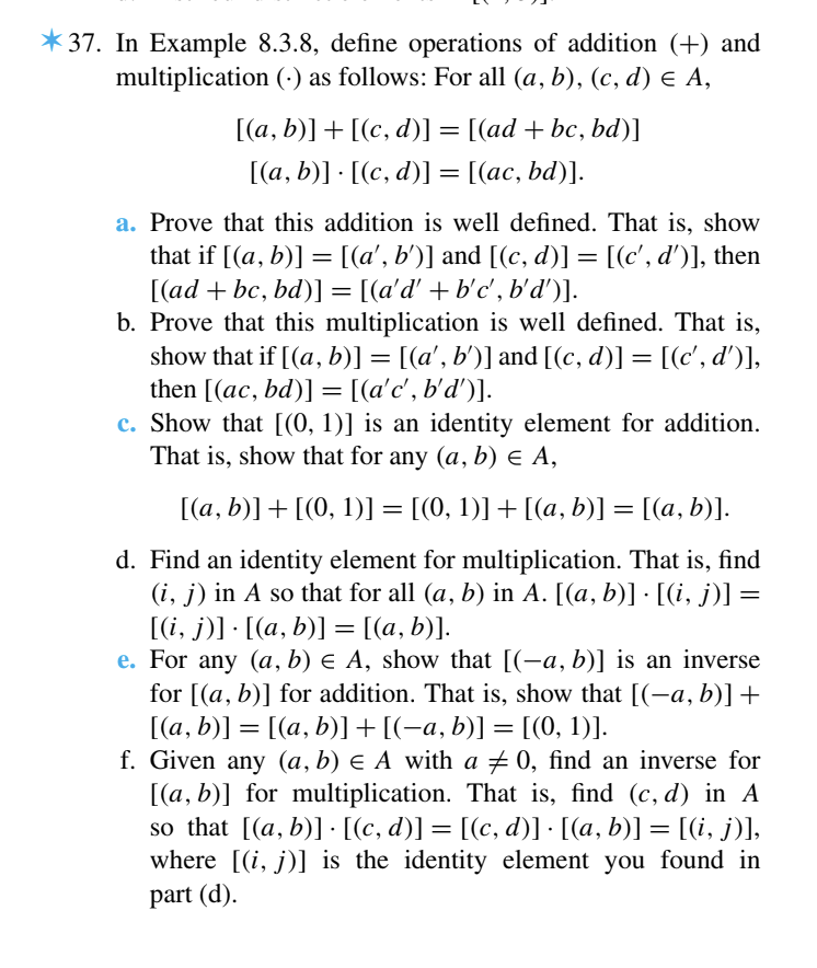 Solved 37. In Example 8.3.8, define operations of addition | Chegg.com