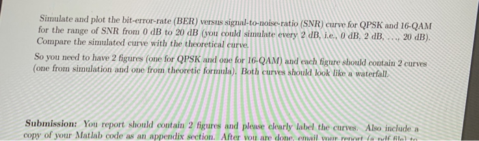 Simulate and plot the bit-error-rate (BER) versus | Chegg.com