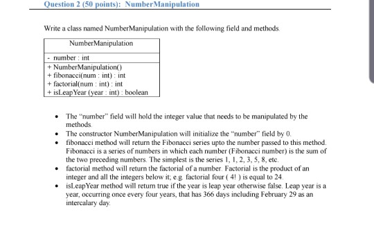Solved Question 2 (50 points): Number Manipulation Write a | Chegg.com