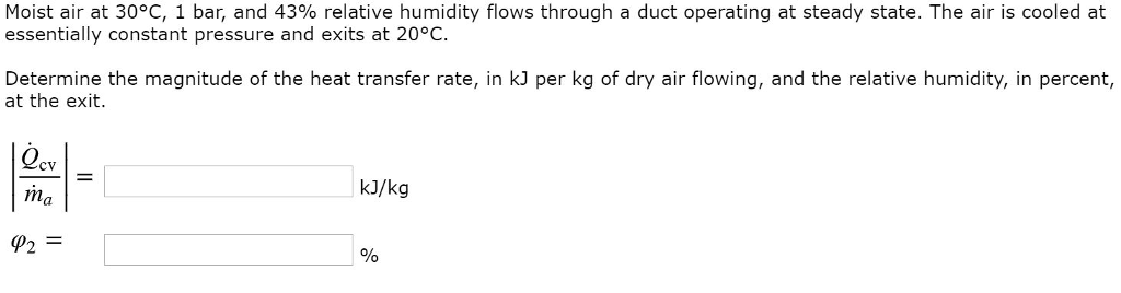 Solved Moist air at 30°C, 1 bar, and 43% relative humidity | Chegg.com