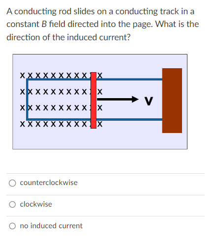 Solved A conducting rod slides on a conducting track in | Chegg.com