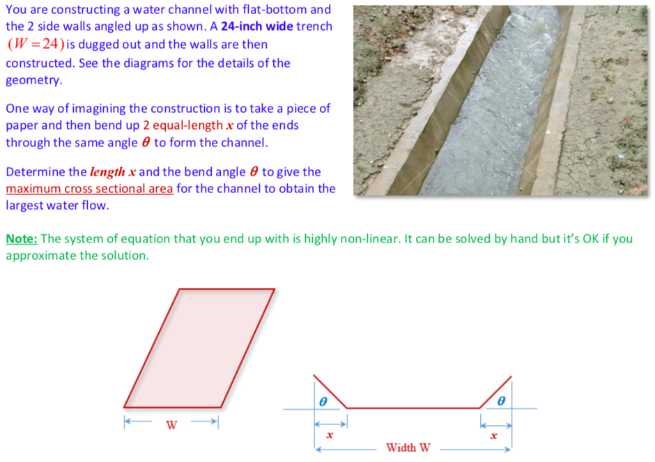 Solved You are constructing a water channel with flat-bottom | Chegg.com