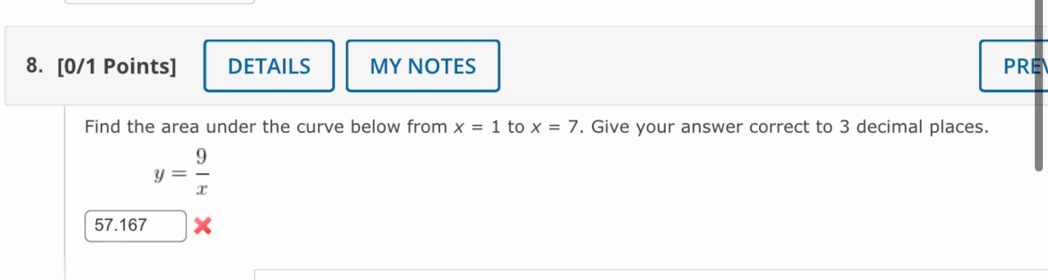Solved by an EXPERT Find the area under the curve below from x=1 to x=7. | Chegg.com