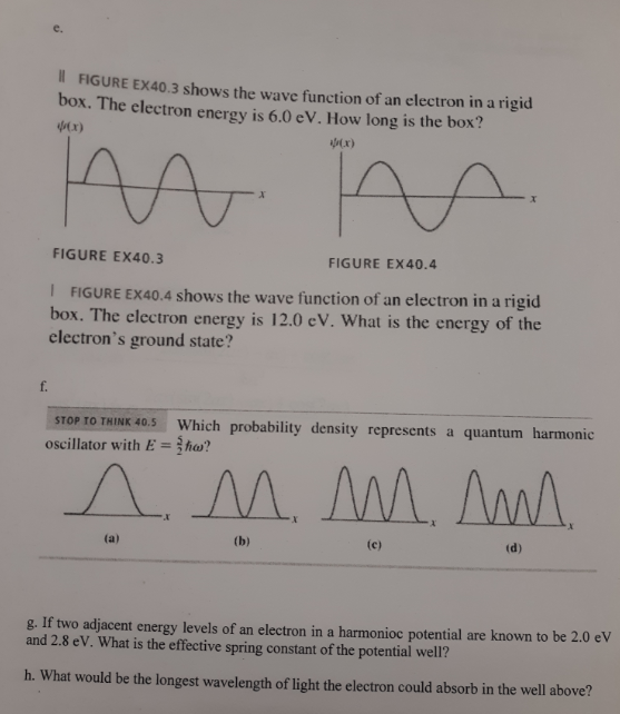 Solved e. I FIGURE EX40.3 shows the wave function of an | Chegg.com