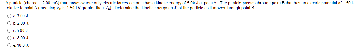 Solved A particle (charge = 2.00 mC) that moves where only | Chegg.com