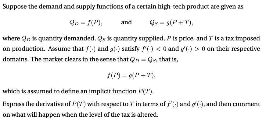 Solved Suppose the demand and supply functions of a certain | Chegg.com