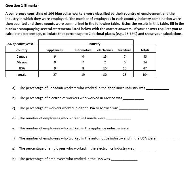 Solved Question 1 (6 marks) The following 3 tables summarize | Chegg.com