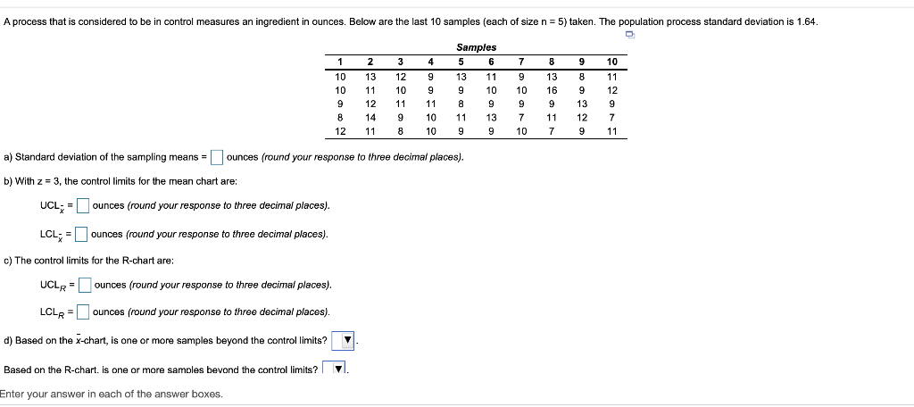 Solved A process that is considered to be in control | Chegg.com