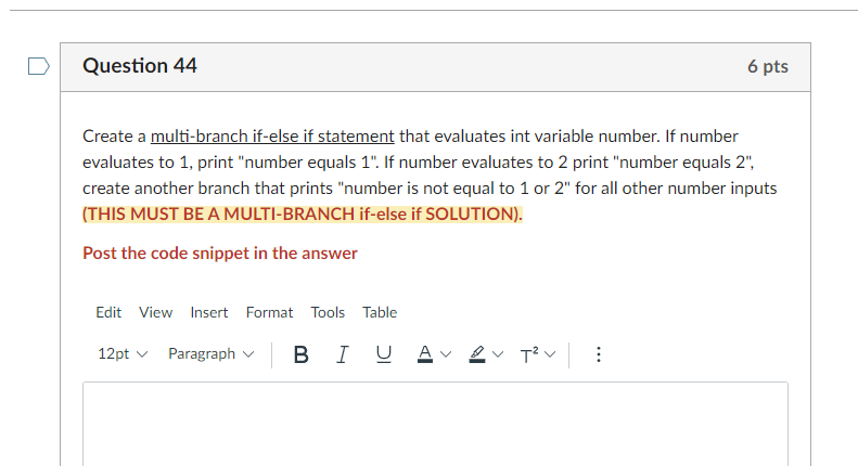 Solved Create a multi-branch if-else if statement that | Chegg.com