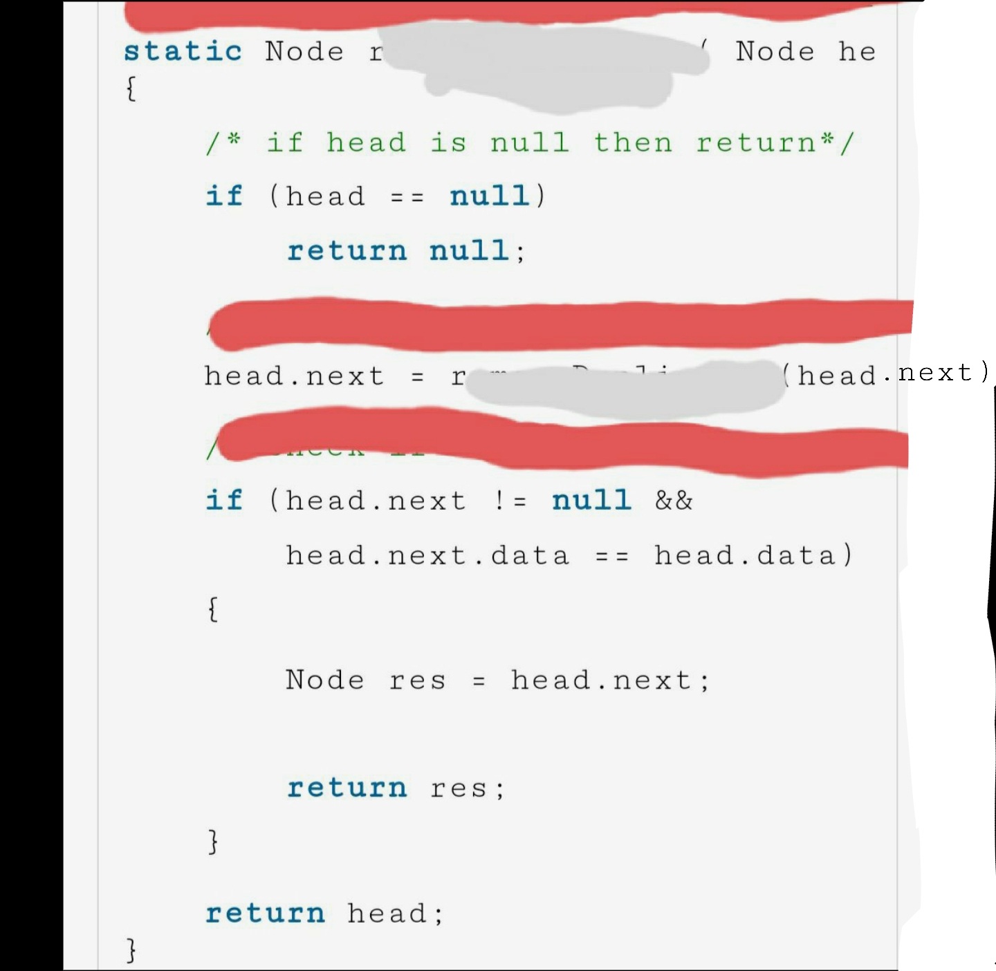 Solved static Node rNode he{/* ﻿if head is null then | Chegg.com
