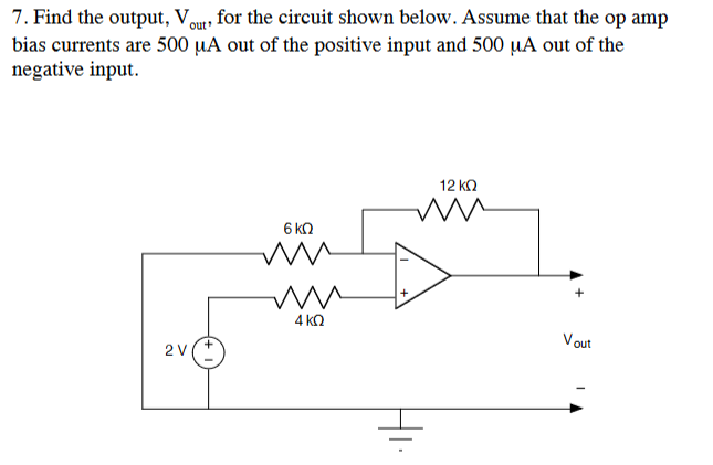 Solved Find the output, Vout, for the circuit shown below. | Chegg.com