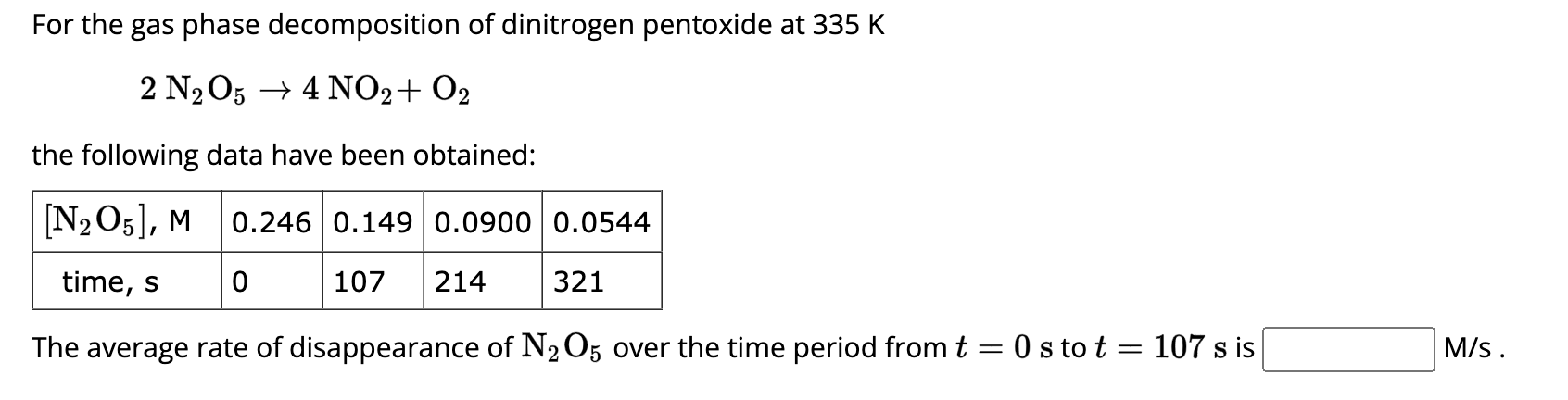 Solved For the gas phase decomposition of dinitrogen | Chegg.com