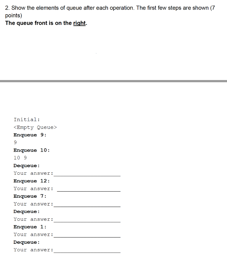 Solved 1. Show the elements of stack after each operation. | Chegg.com
