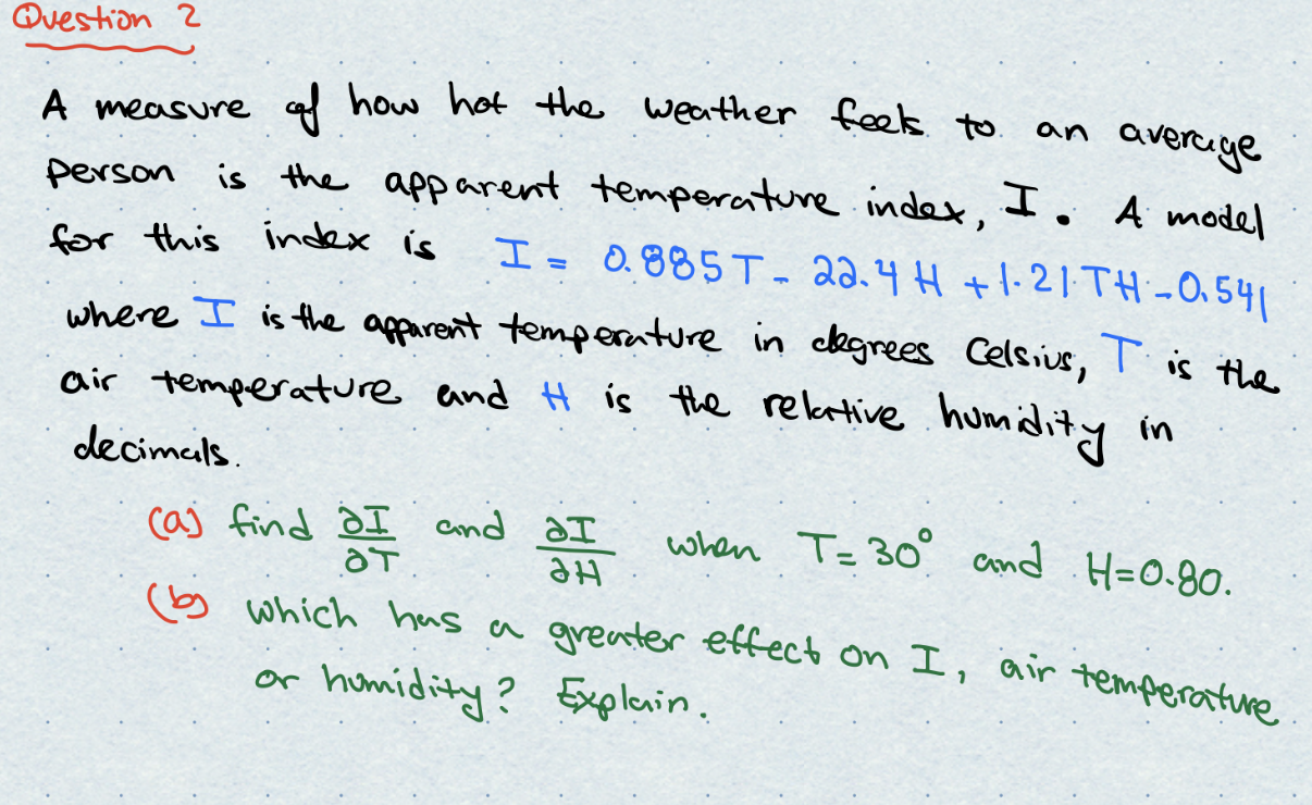 Solved A measure of how hot the weather feek to an average | Chegg.com