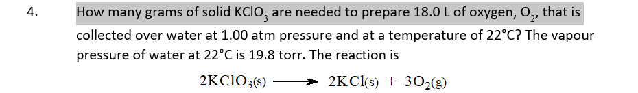 Solved 4. How many grams of solid KClo, are needed to | Chegg.com
