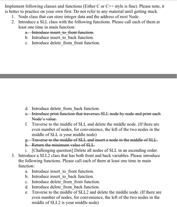 Solved Implement Following Classes And Functions Either C 