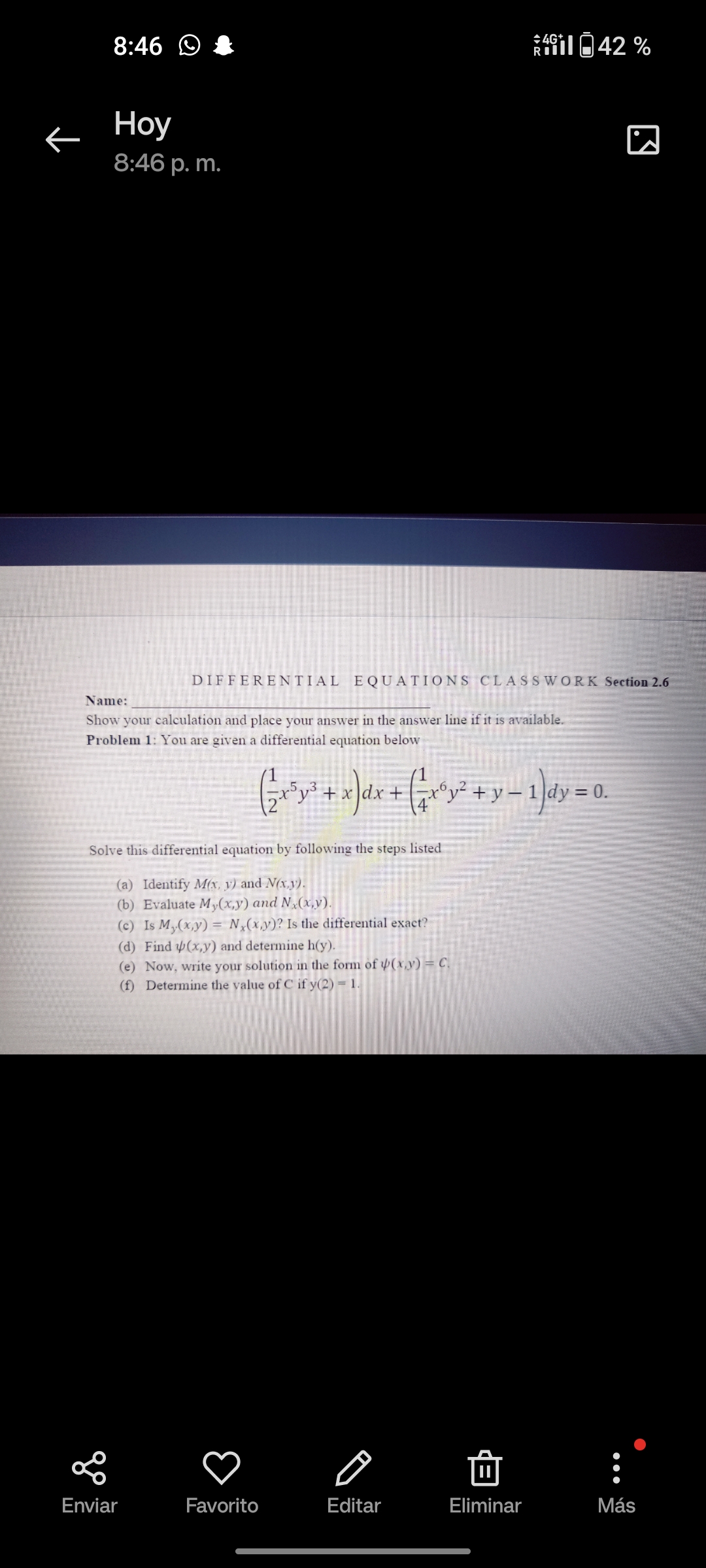 Solved Differential Equations Classwork Section2 Name Show 9507