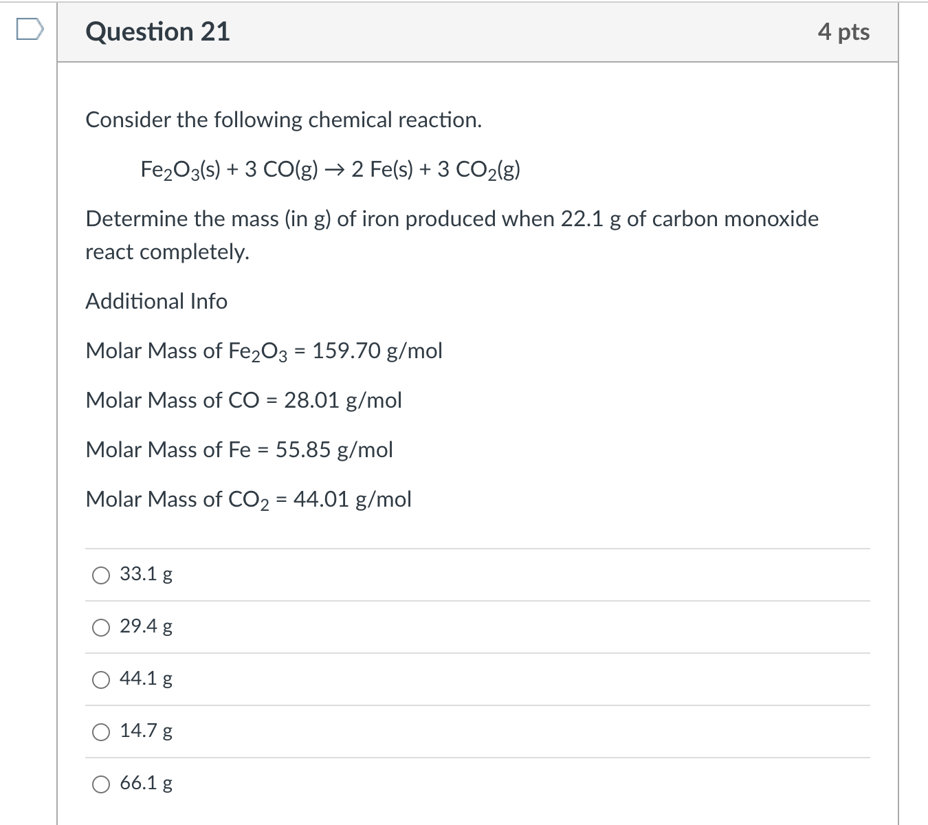 Solved Consider The Following Chemical Reaction Fe2o3