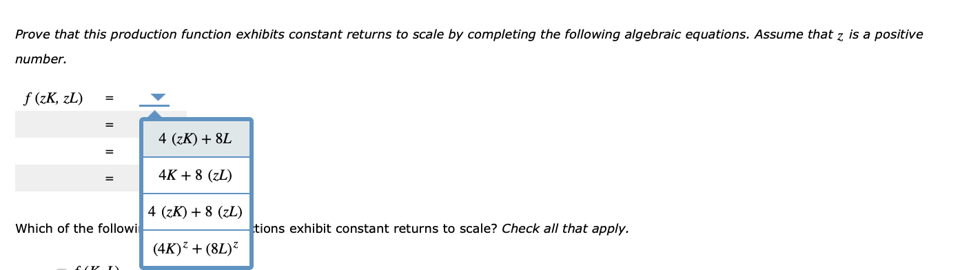 Solved 5. Proving constant returns to scale A production | Chegg.com