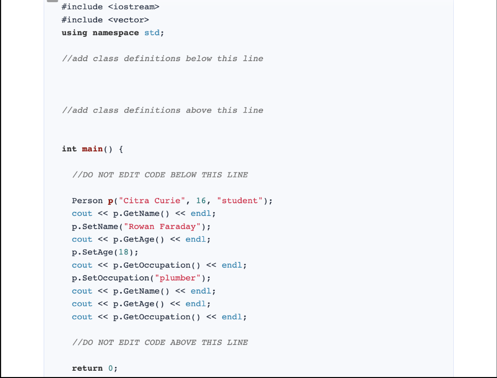 Solved Write a class named that has attributes string , int | Chegg.com