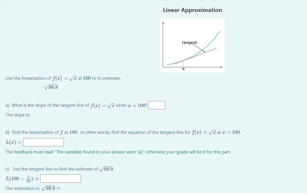 Solved Linear Approximation tangent Use the linearization of | Chegg.com