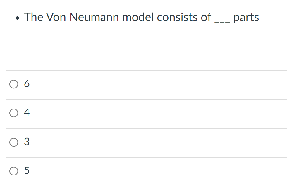 Solved The Von Neumann model consists ofparts | Chegg.com