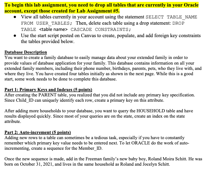 Solved To begin this lab assignment, you need to drop all | Chegg.com