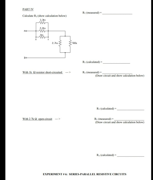 Solved PART IV RT (measured) Calculate RT (show calculation | Chegg.com Solved PART IV RT (measured) Calculate RT (show calculation | Chegg.com