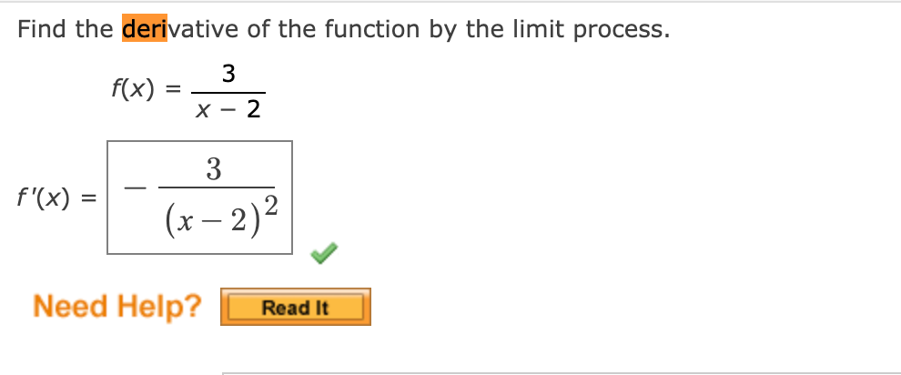 Solved Find the derivative of the function by the limit | Chegg.com