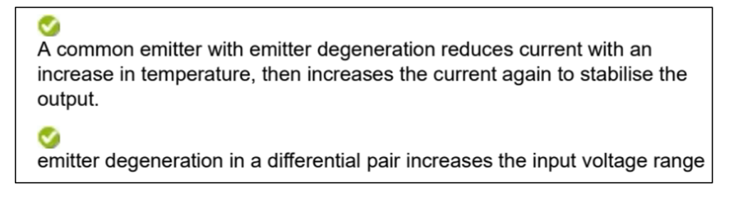Solved A common emitter with emitter degeneration reduces | Chegg.com