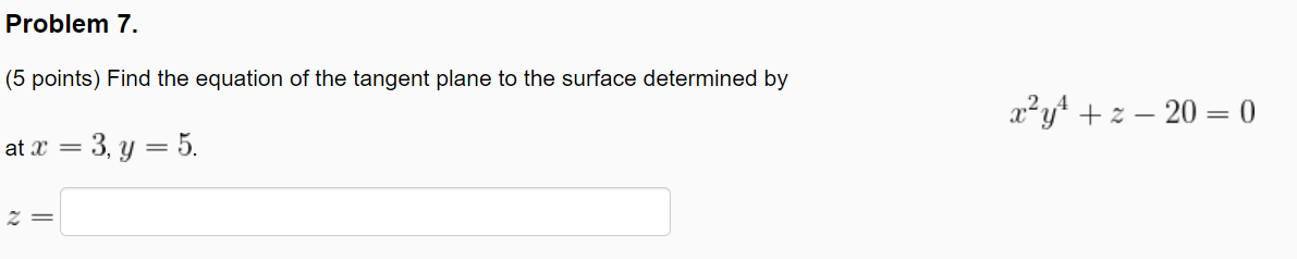 Solved Problem 7. (5 points) Find the equation of the | Chegg.com