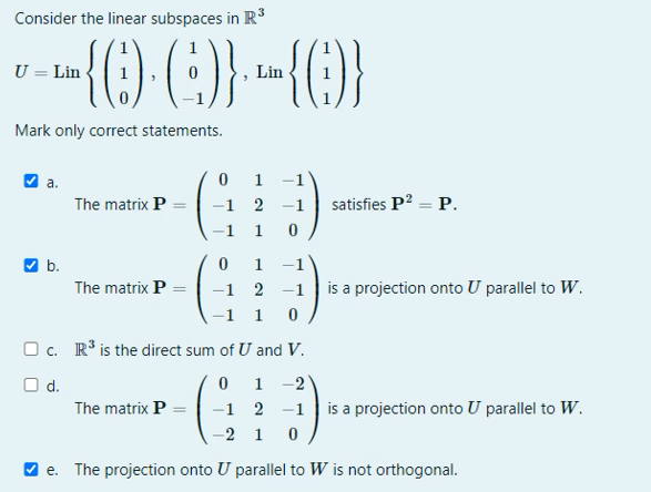 Solved Consider the linear subspaces in R3 | Chegg.com