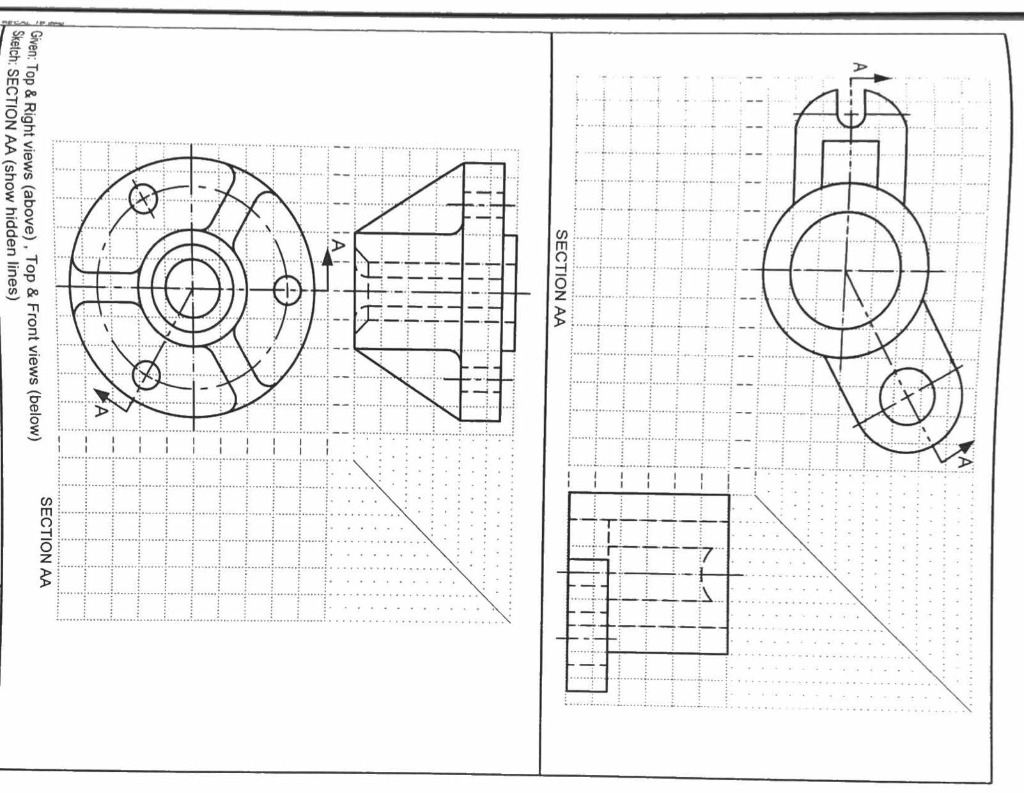 Solved SECTION AA TA BA SECTION AA Given : Top & Right views | Chegg.com