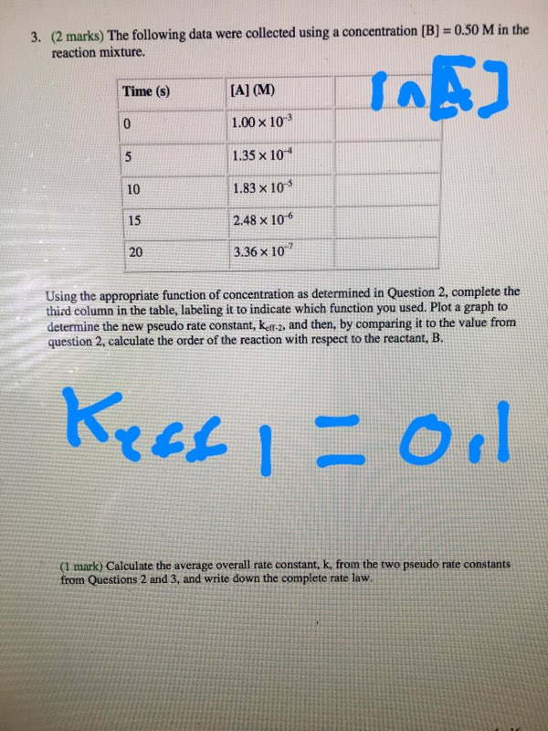 Solved Assuming that the first pseudo rate constant was | Chegg.com