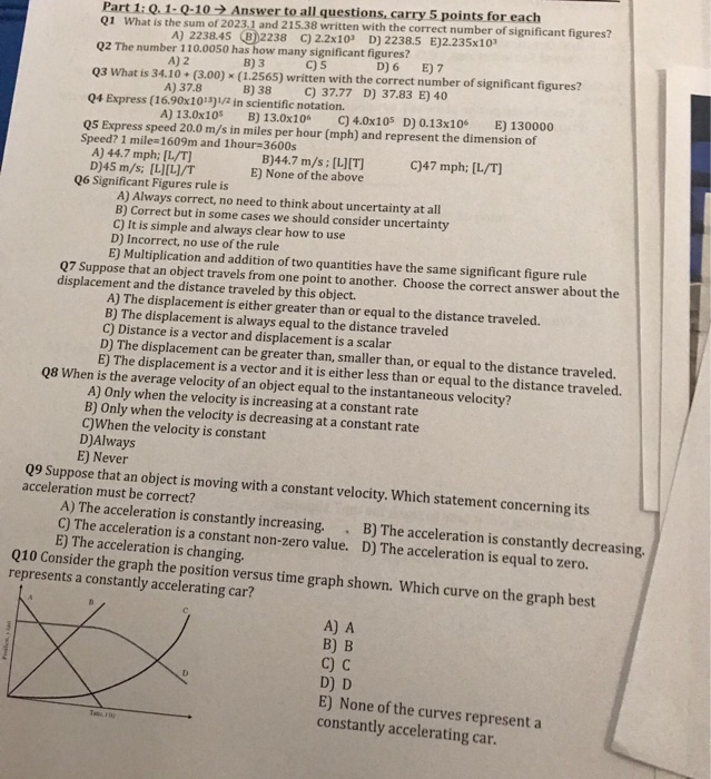Solved Part 1: Q.1-Q-10Answer to all questions, carry 5 | Chegg.com