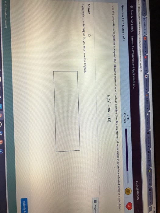 Solved Save & End Certify Lesson: 7.4 and ELISA JERNIGAN 8 | Chegg.com