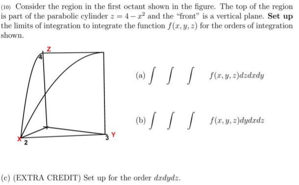 Solved (19) Consider the region in the first octant shown in | Chegg.com