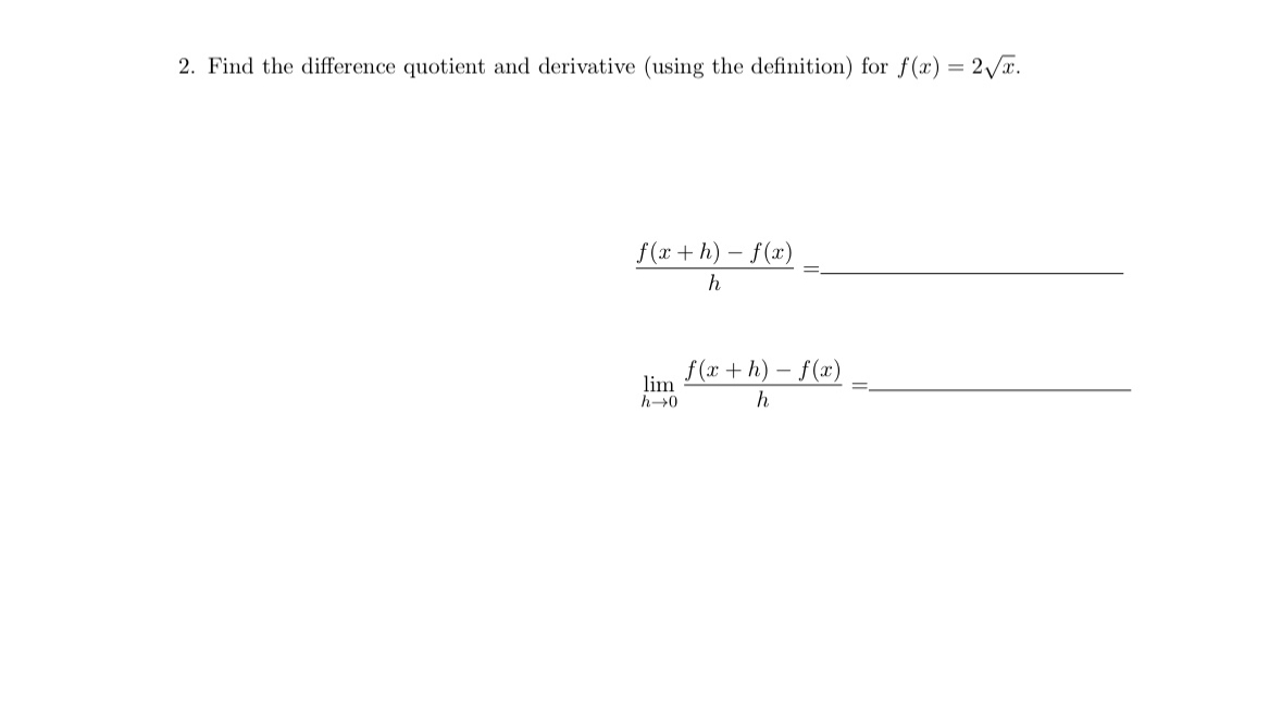 Solved Find the difference quotient and derivative (using | Chegg.com