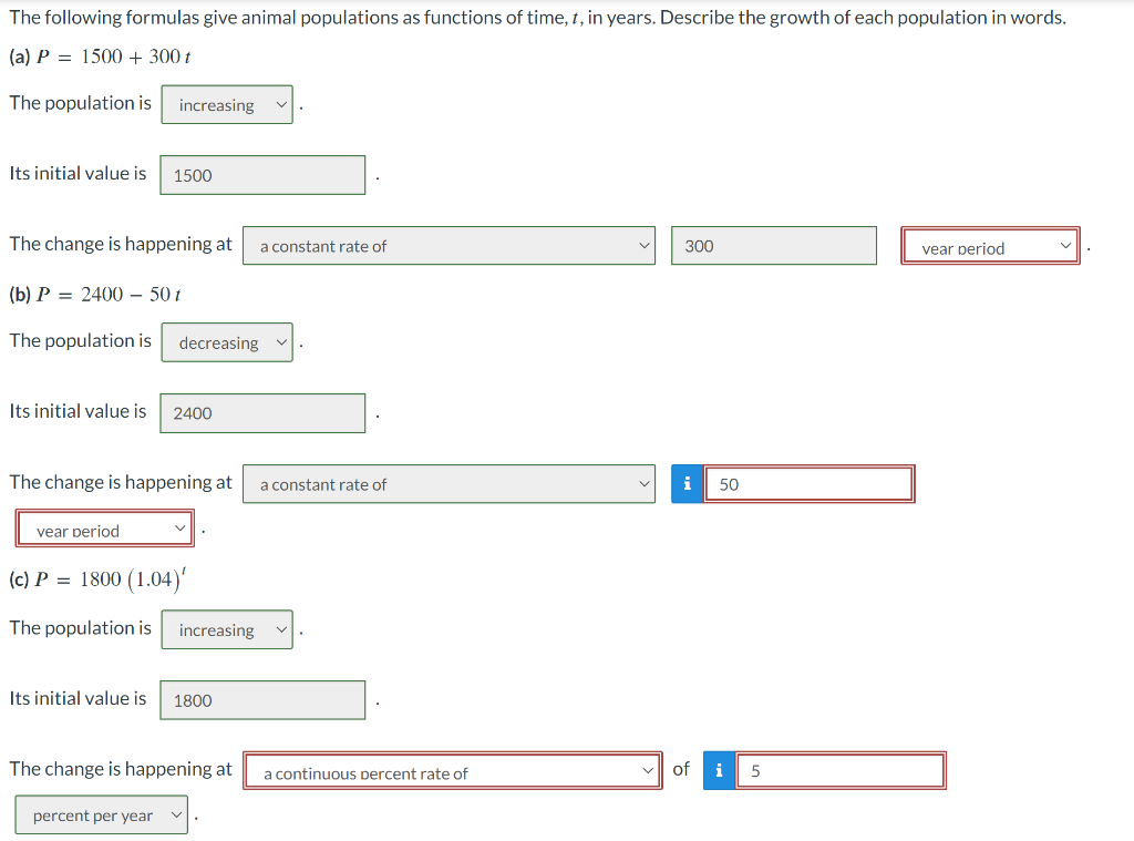 Solved Th population is -INCREASING OR -DECREASING The | Chegg.com
