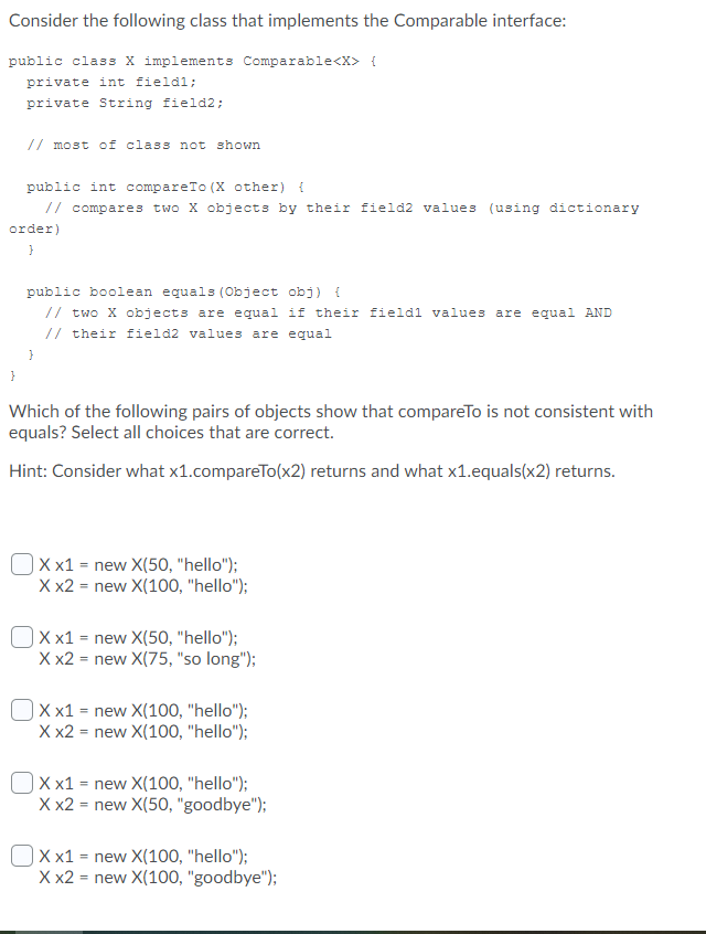 Solved Consider the following class that implements the | Chegg.com