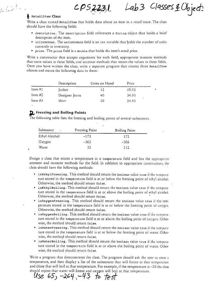 Solved CP5223.1. Lab3 Classes & Objects RetailItem Class | Chegg.com