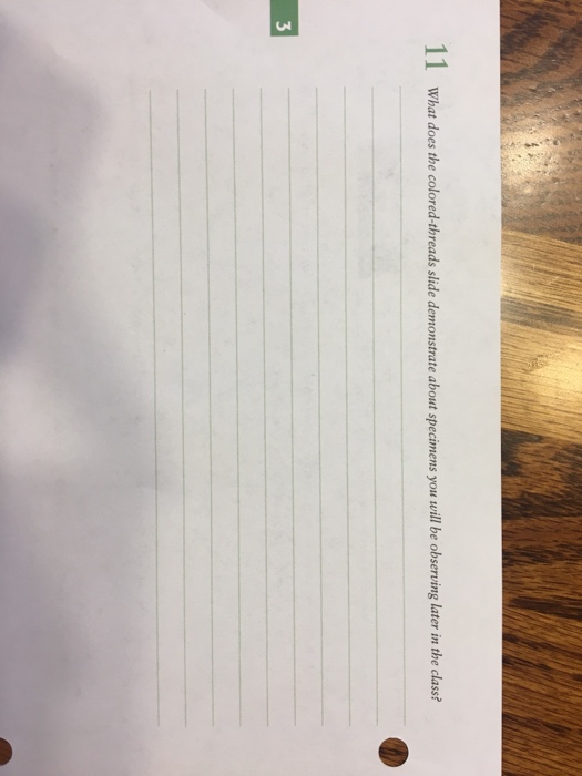 Solved 11 What does the colored-threads slide demonstrate | Chegg.com