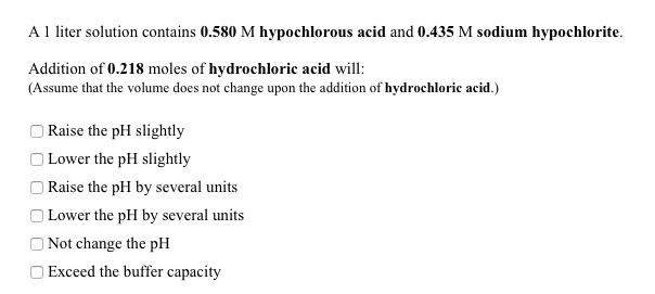 Solved A 1 liter solution contains 0.580 M hypochlorous acid | Chegg.com