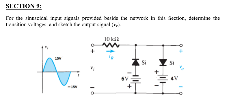 Solved SECTION 9: For the sinusoidal input signals provided | Chegg.com