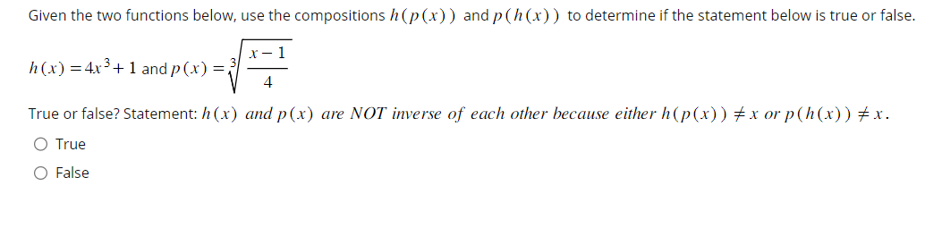 Solved Given the two functions below, use the compositions | Chegg.com